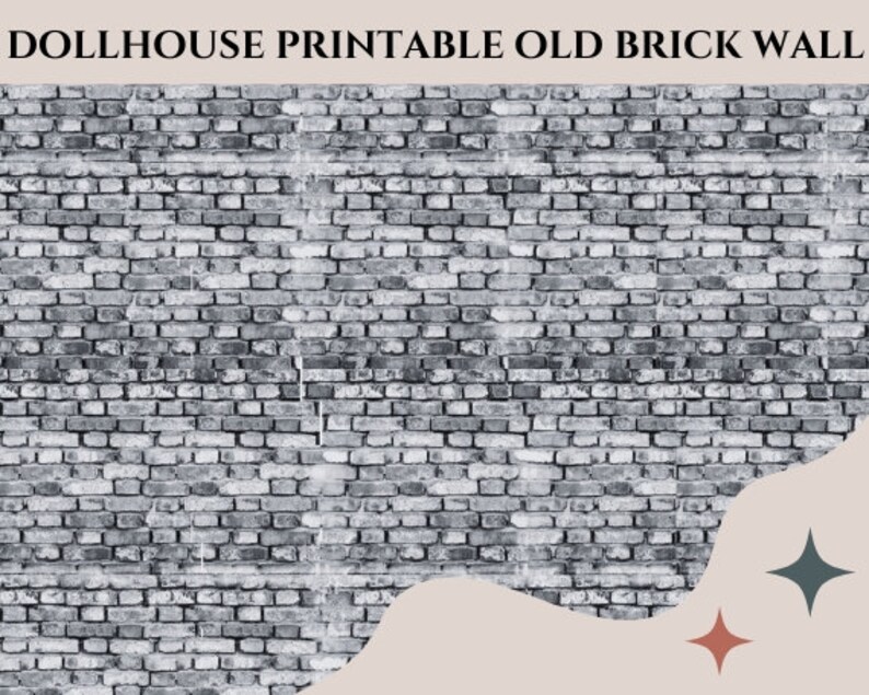 Printable Miniature Dollhouse Old Bricks Wallpaper in 4 Shades for 1.12 ...