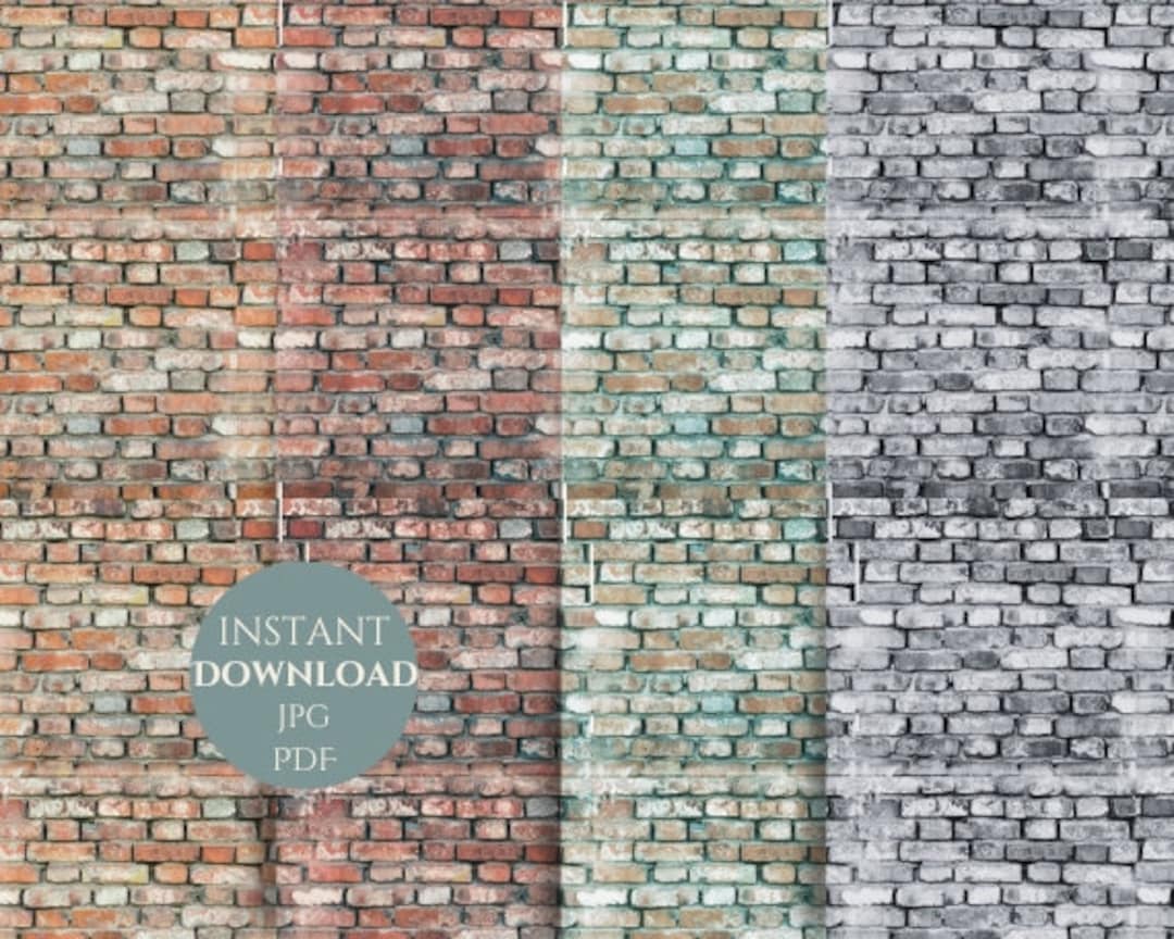 Printable Miniature Dollhouse Old Bricks Wallpaper in 4 Shades for 1.12 ...