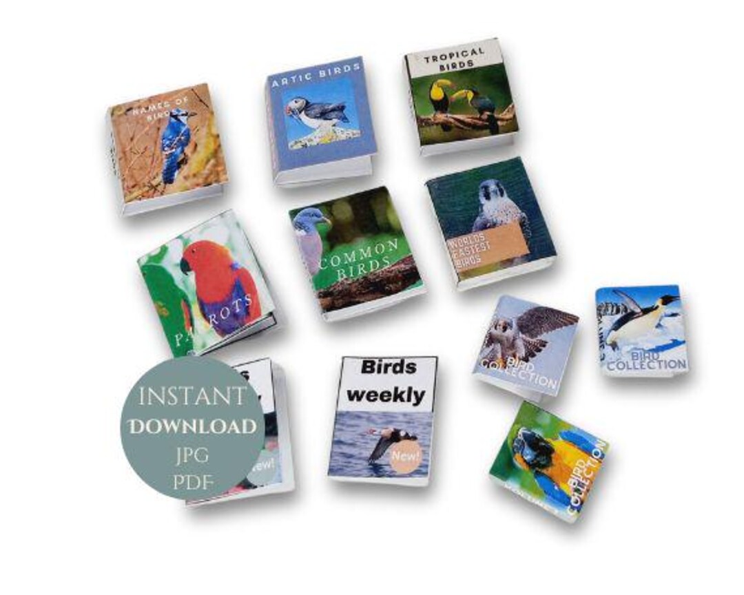 Miniature Printable 1.12 Scale Illustrated Bird Book Covers 11 ...