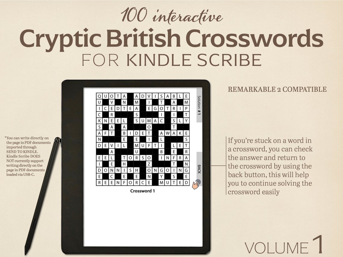 100 Cryptic British Crosswords for Kindle Scribe & Remarkable 2 ...