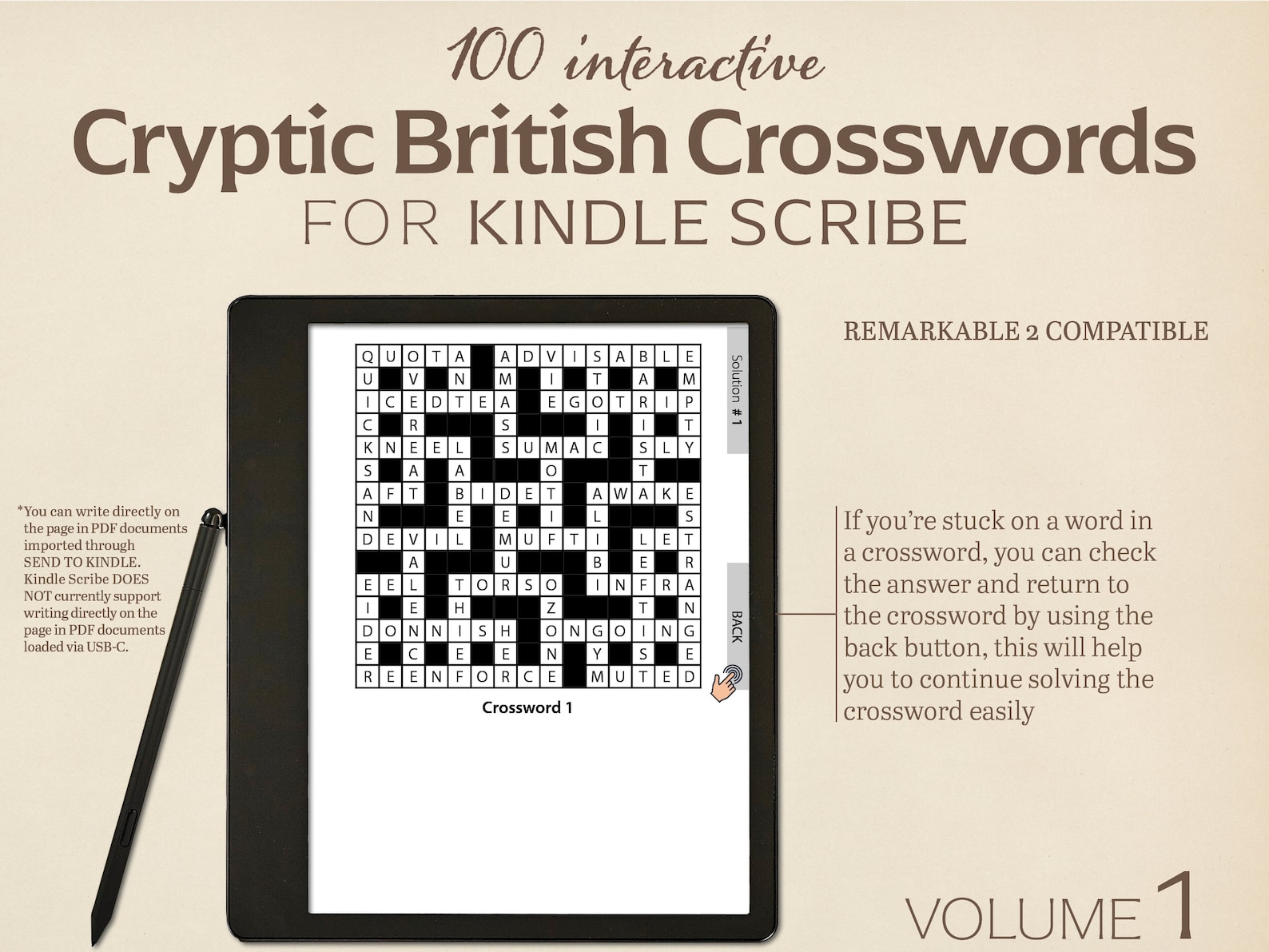100 Cryptic British Crosswords for Kindle Scribe & Remarkable 2 (interactive PDF) - Etsy