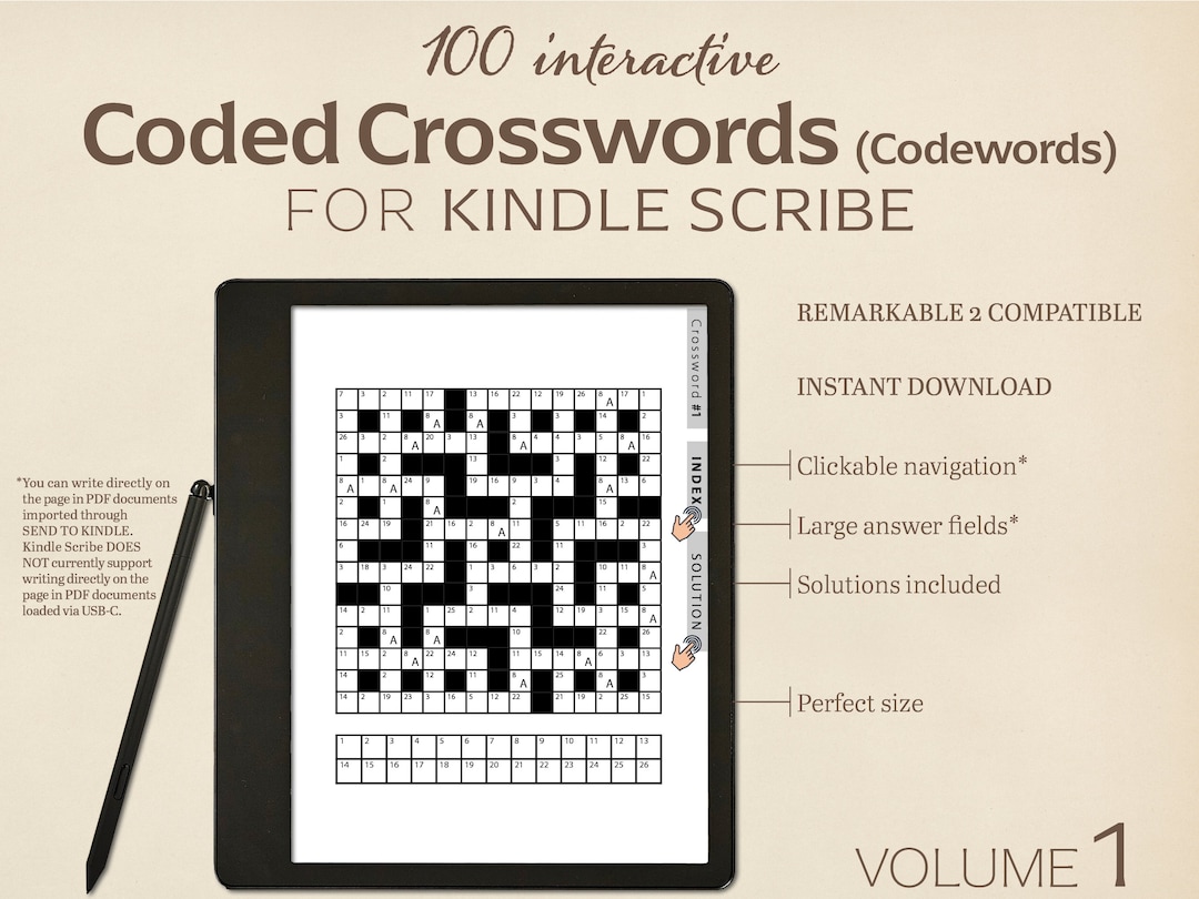 100 Coded Crosswords - Codewords for Kindle Scribe | Volume 1 ...