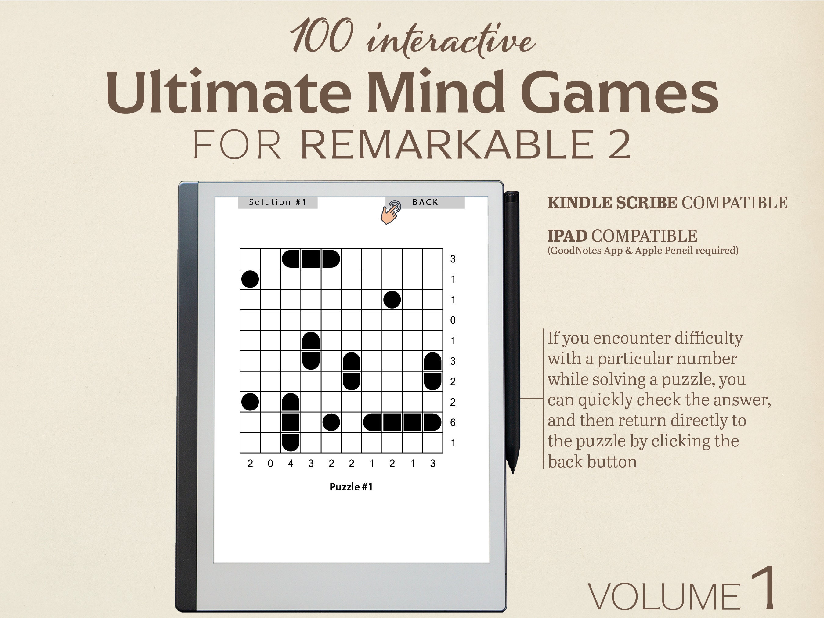 100 Logic Puzzles for Remarkable 2 & Kindle Scribe (interactive PDF) - Etsy