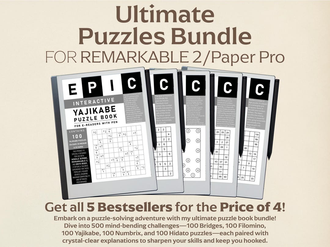 500 Logic Puzzles Bundle: Interactive PDF for Remarkable 2, Kindle ...