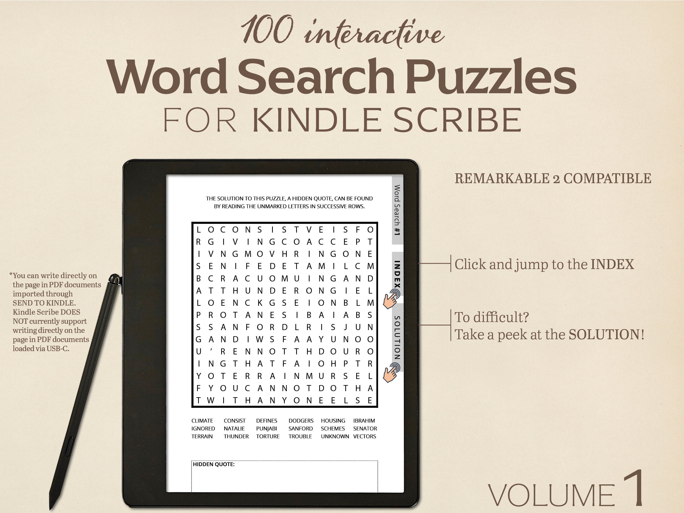 Kindle Scribe Word Search Puzzles: 100 Interactive Games (digital ...