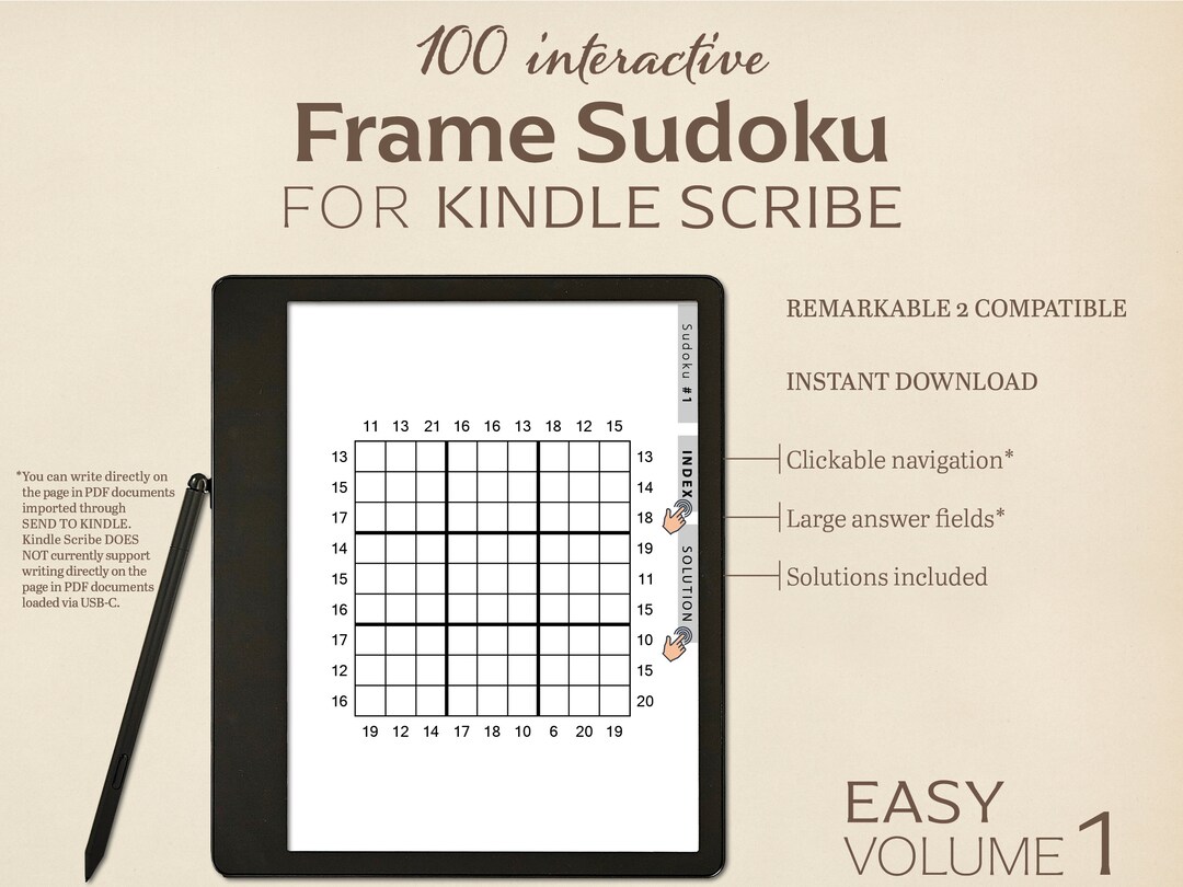 100 Frame Sudoku Puzzles for Kindle Scribe | Easy | Volume 1 ...