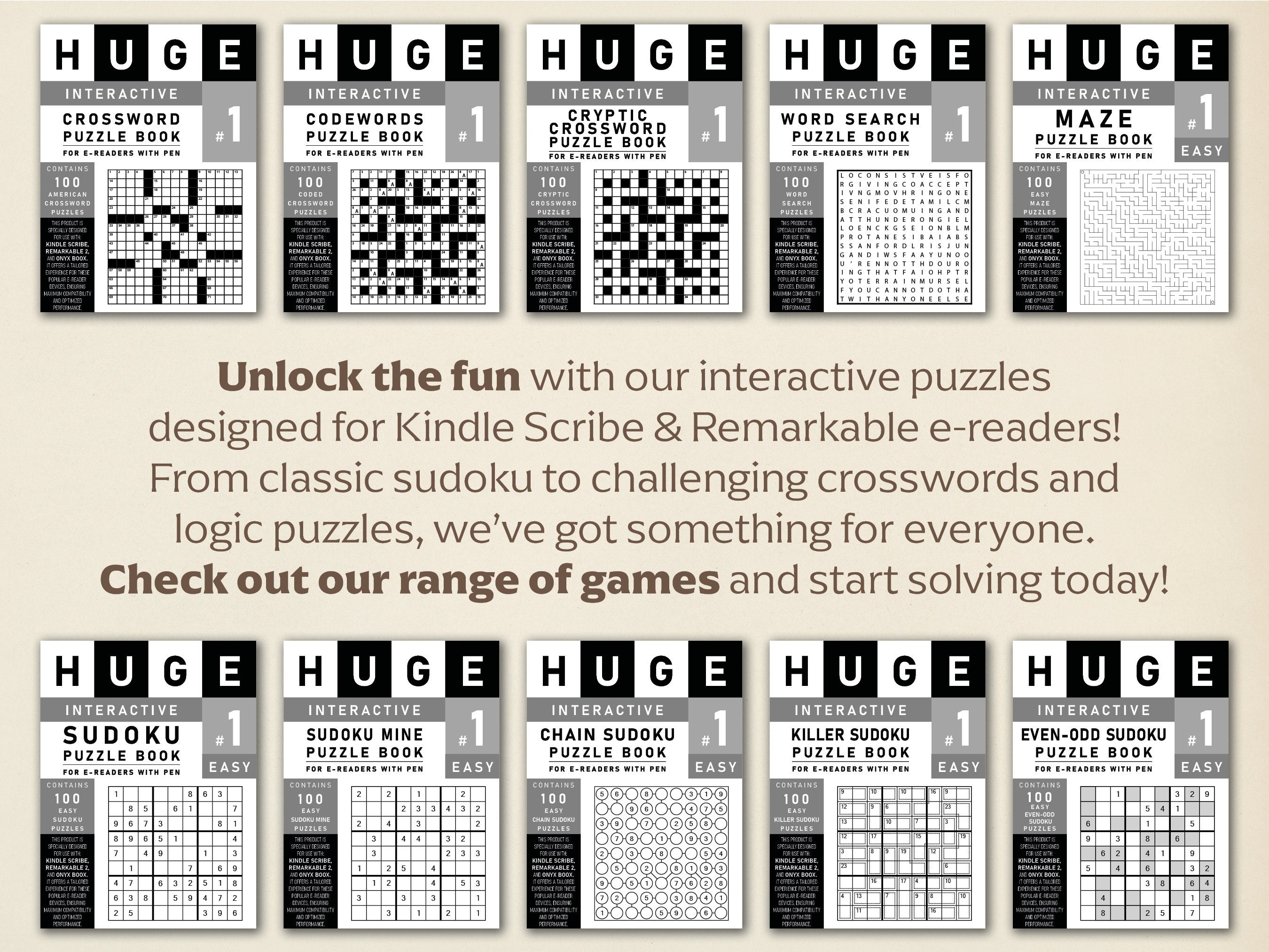 100 Coded Crosswords Codewords for Kindle Scribe Volume 1 Interactive ...