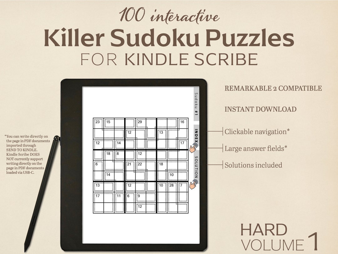 100 Killer Sudoku Puzzles for Kindle Scribe | Hard | Volume 1 ...