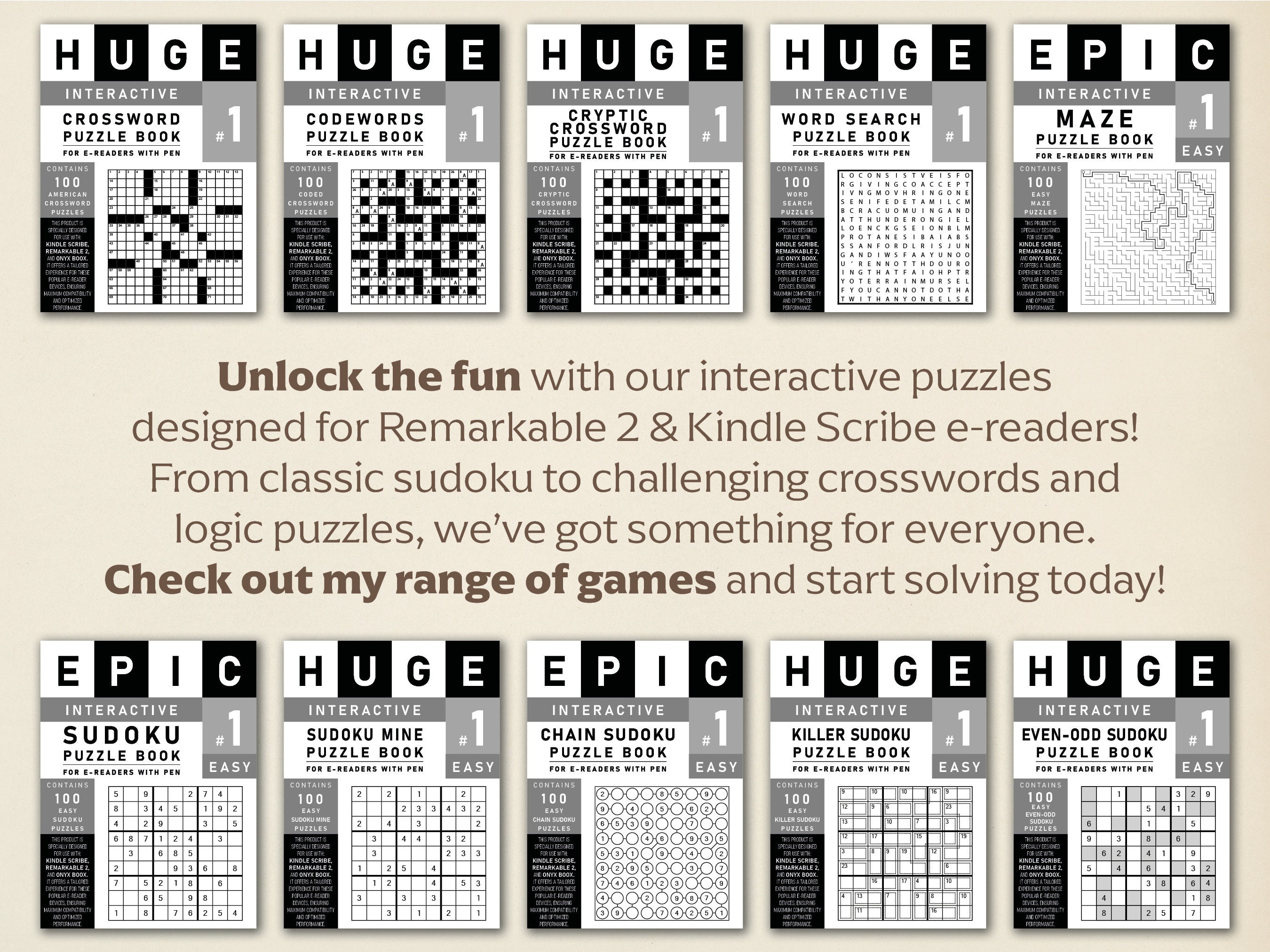 100 Logic Puzzles for Remarkable 2 & Kindle Scribe (interactive PDF) - Etsy