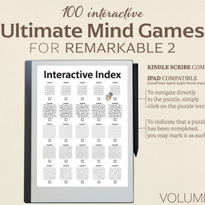 100 Logic Puzzles for Remarkable 2 & Kindle Scribe (interactive PDF) - Etsy