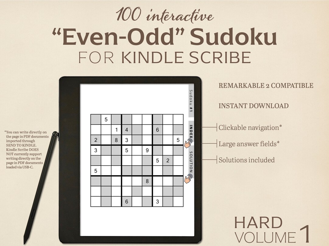 100 Hard Even-odd Sudoku Puzzles: Interactive Kindle Scribe ...