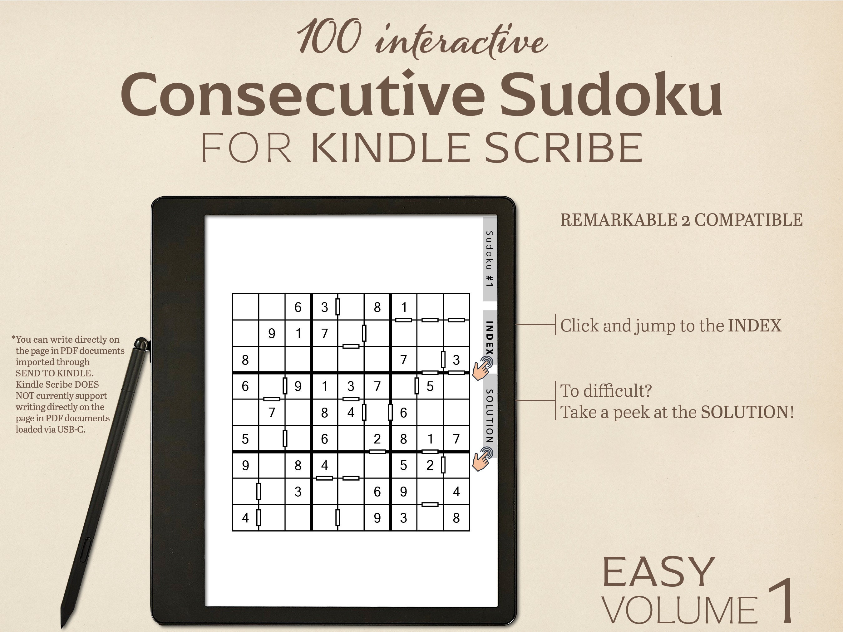 100 Consecutive Sudoku Puzzles for Kindle Scribe Easy - Etsy