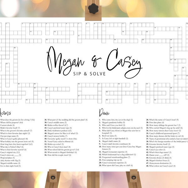 Sip and Solve for Wedding - Etsy UK