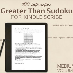 100 “greater Than Sudoku” Puzzles for Kindle Scribe | Medium | Volume 1 ...