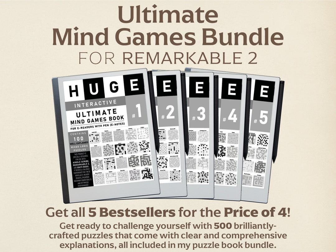 Ultimate Mind Games Bundle for Remarkable 2 500 Logic Puzzles ...