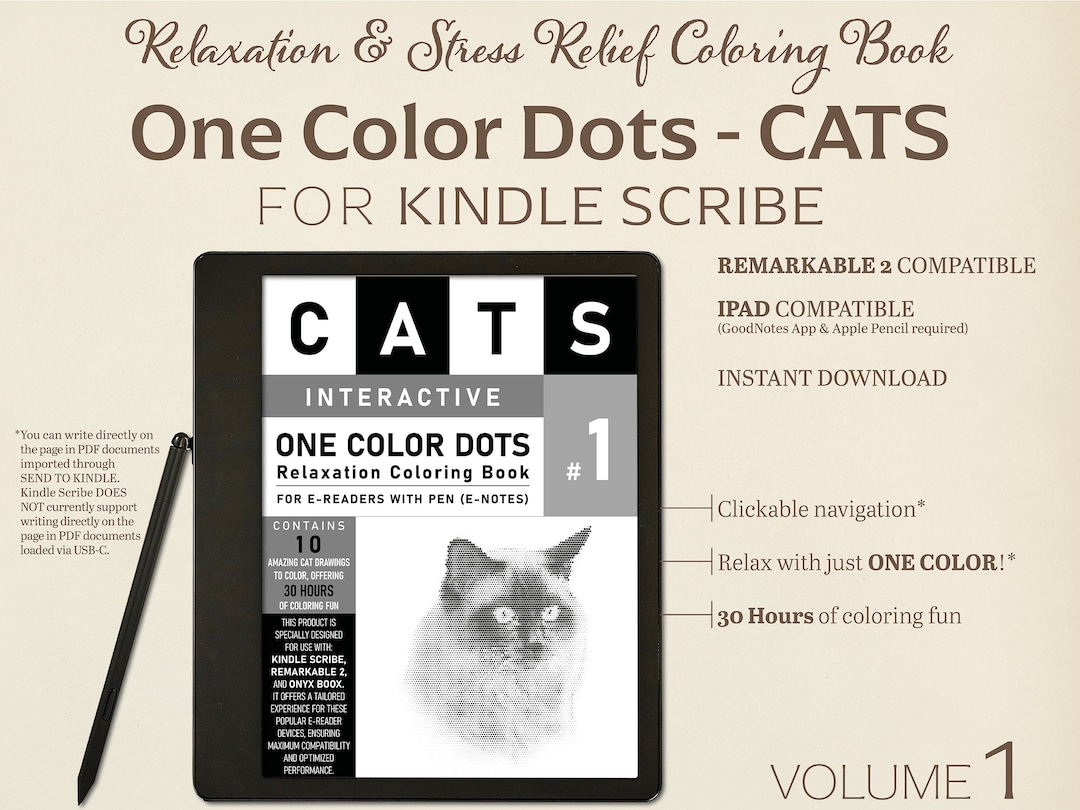 One Color Dots - CATS | Coloring Book for Kindle Scribe | Volume 1 ...