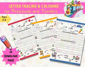 Alphabet Letters Tracing Worksheet Alphabet Busy Book - Etsy