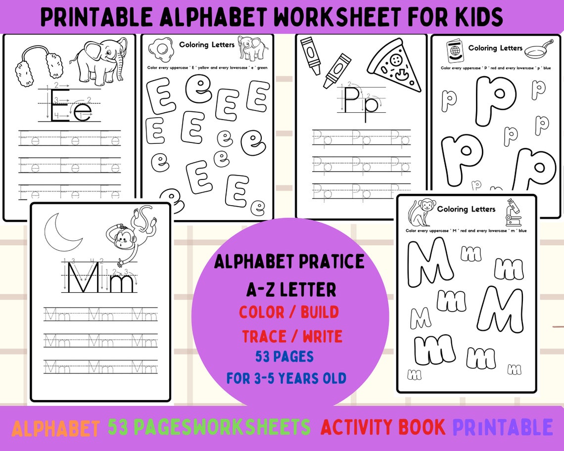 Alphabet Letters Tracing Worksheet Alphabet Busy Book Toodler Tracing ...