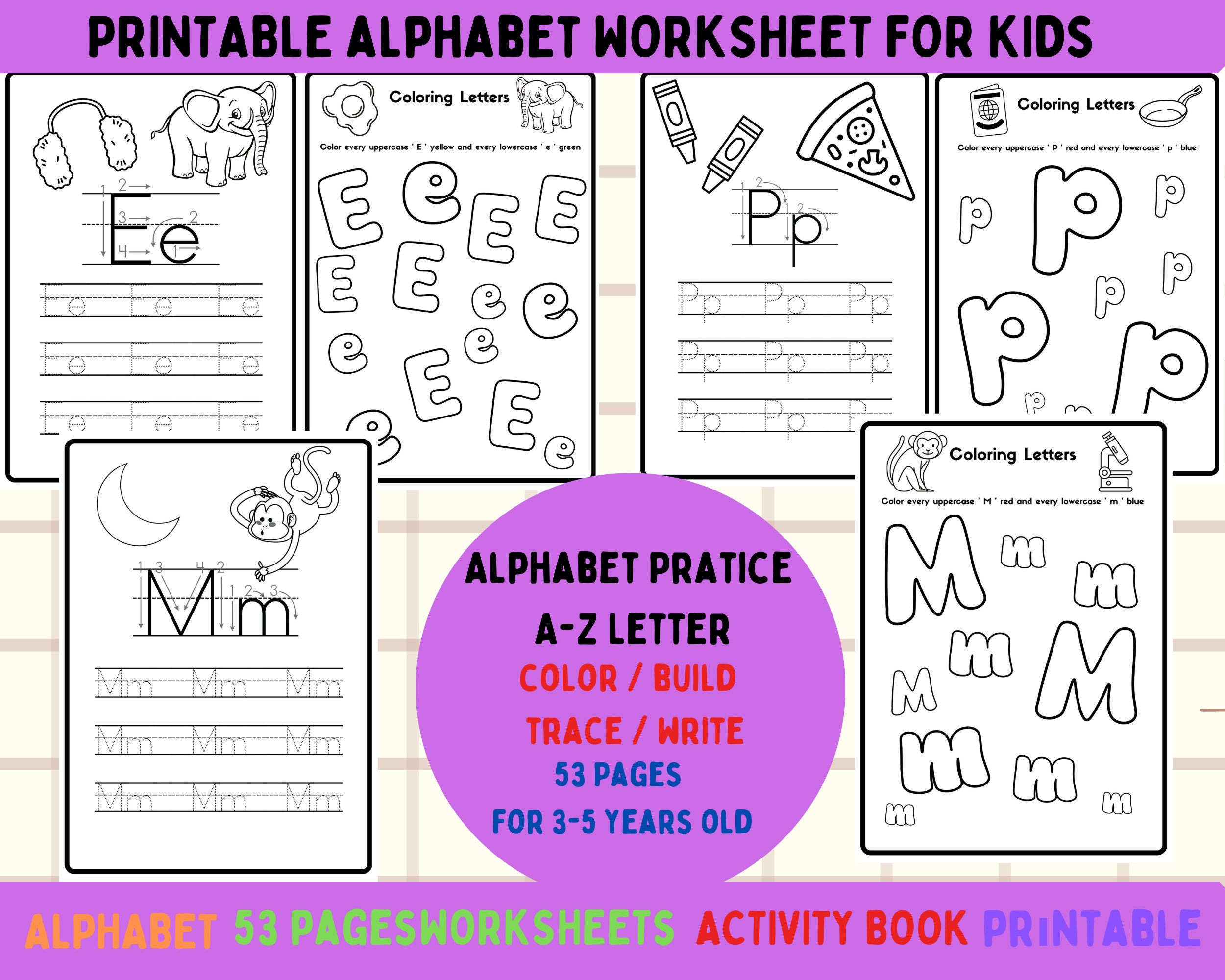 Alphabet Letters Tracing Worksheet Alphabet Busy Book Toodler Tracing ...