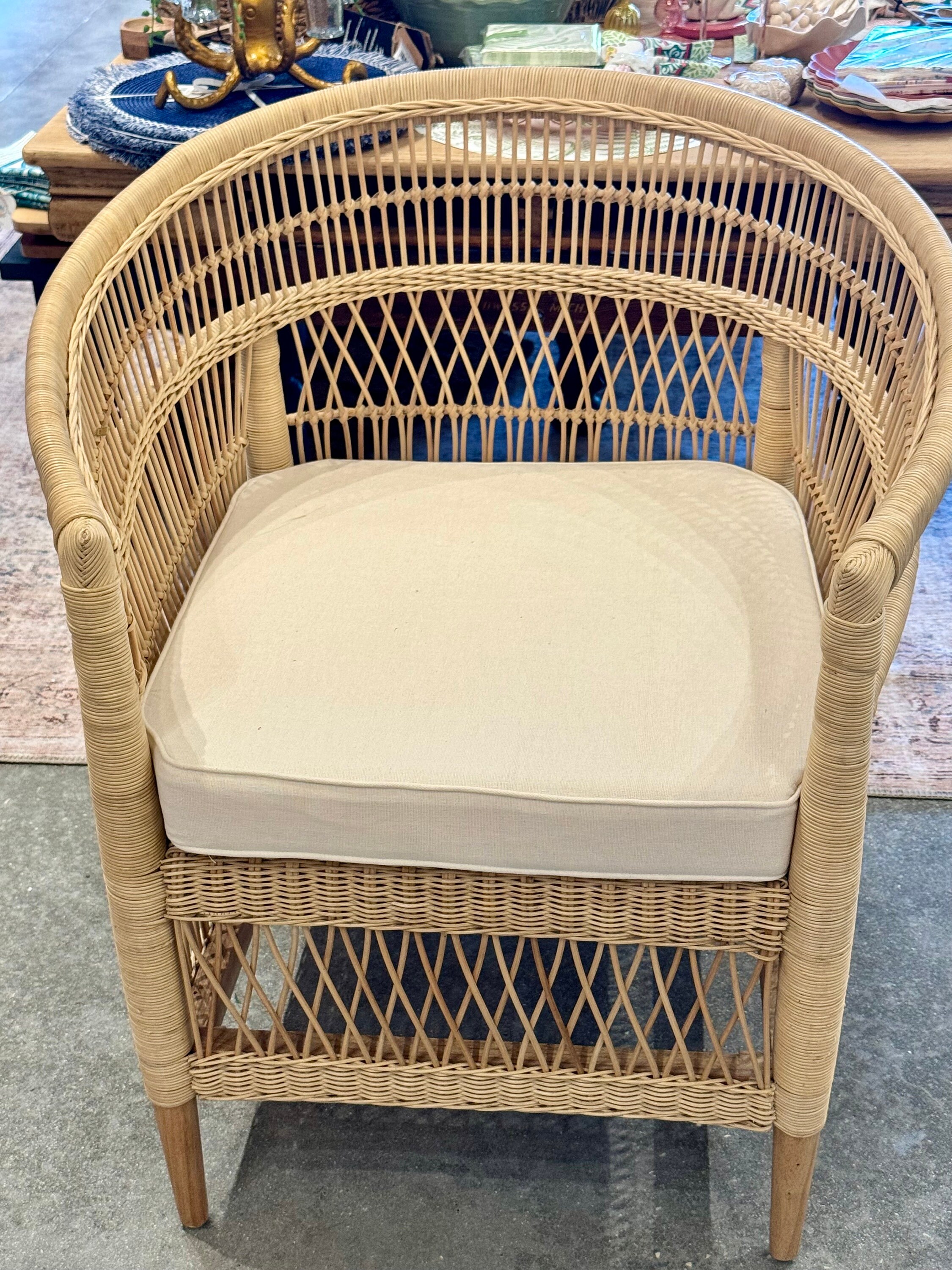 New Modern Moroccan Style Rattan Chair Rounded Profile Rattan Side ...
