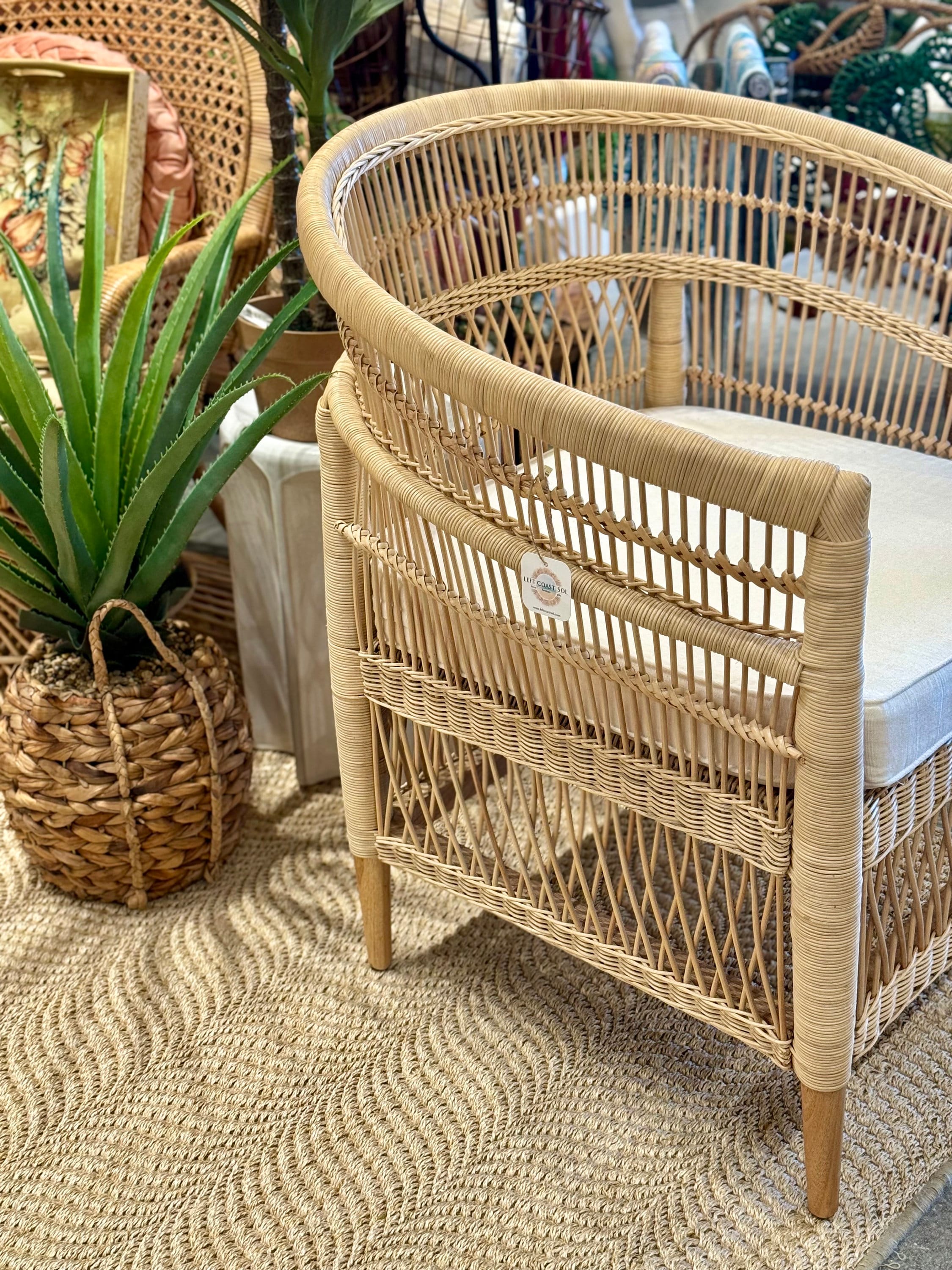 New Modern Moroccan Style Rattan Chair | Rounded Profile | Rattan Side ...