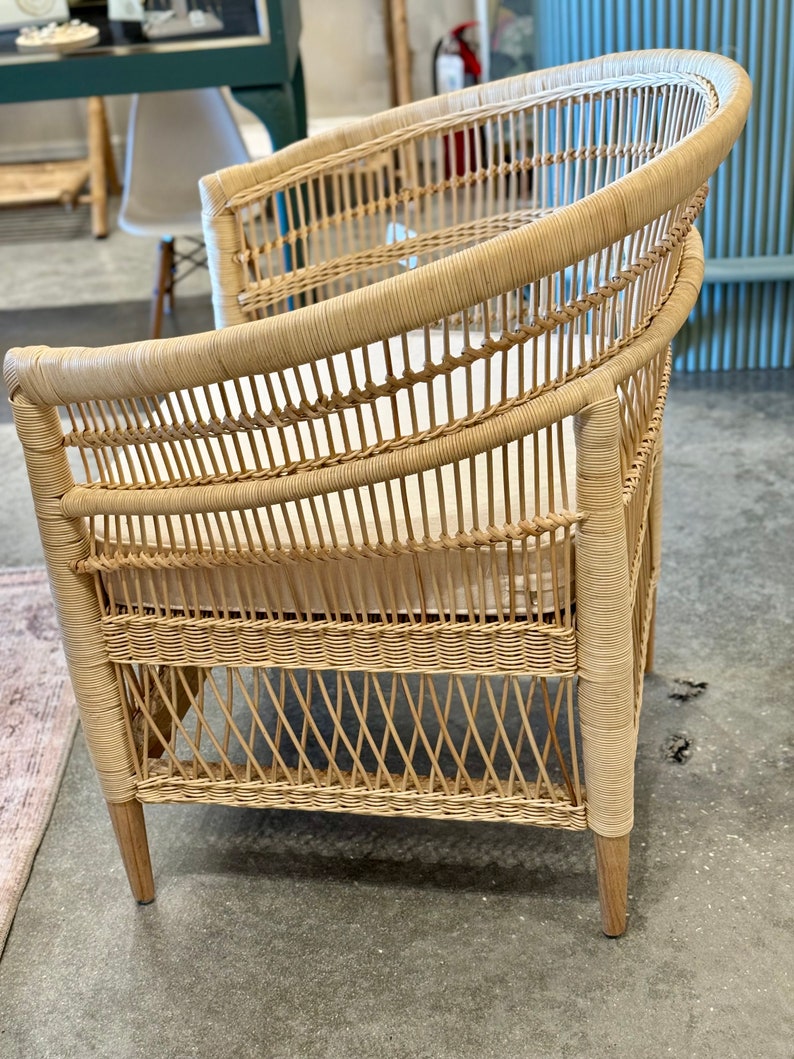 New Modern Moroccan Style Rattan Chair Rounded Profile Rattan Side ...