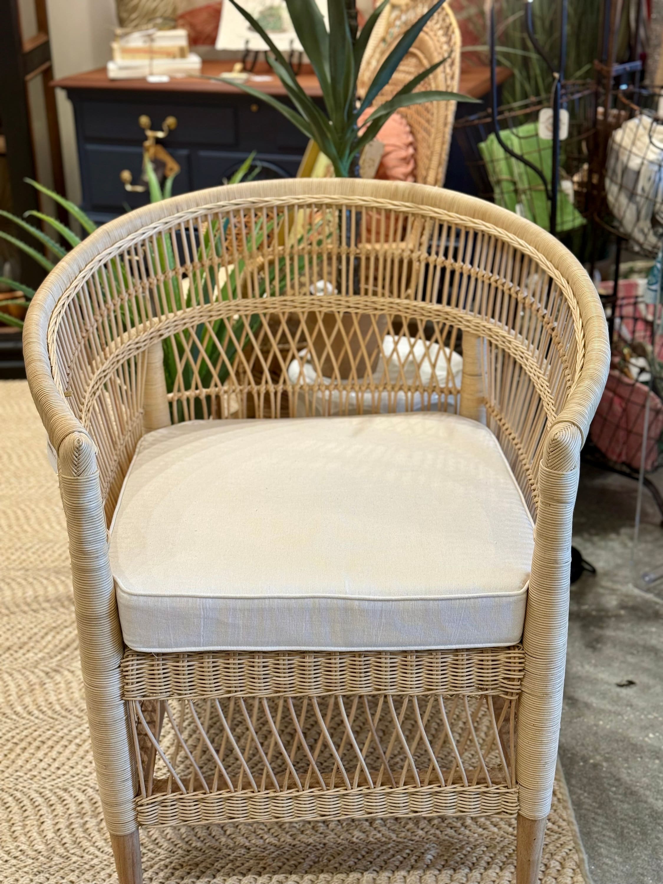 New Modern Moroccan Style Rattan Chair Rounded Profile Rattan Side ...