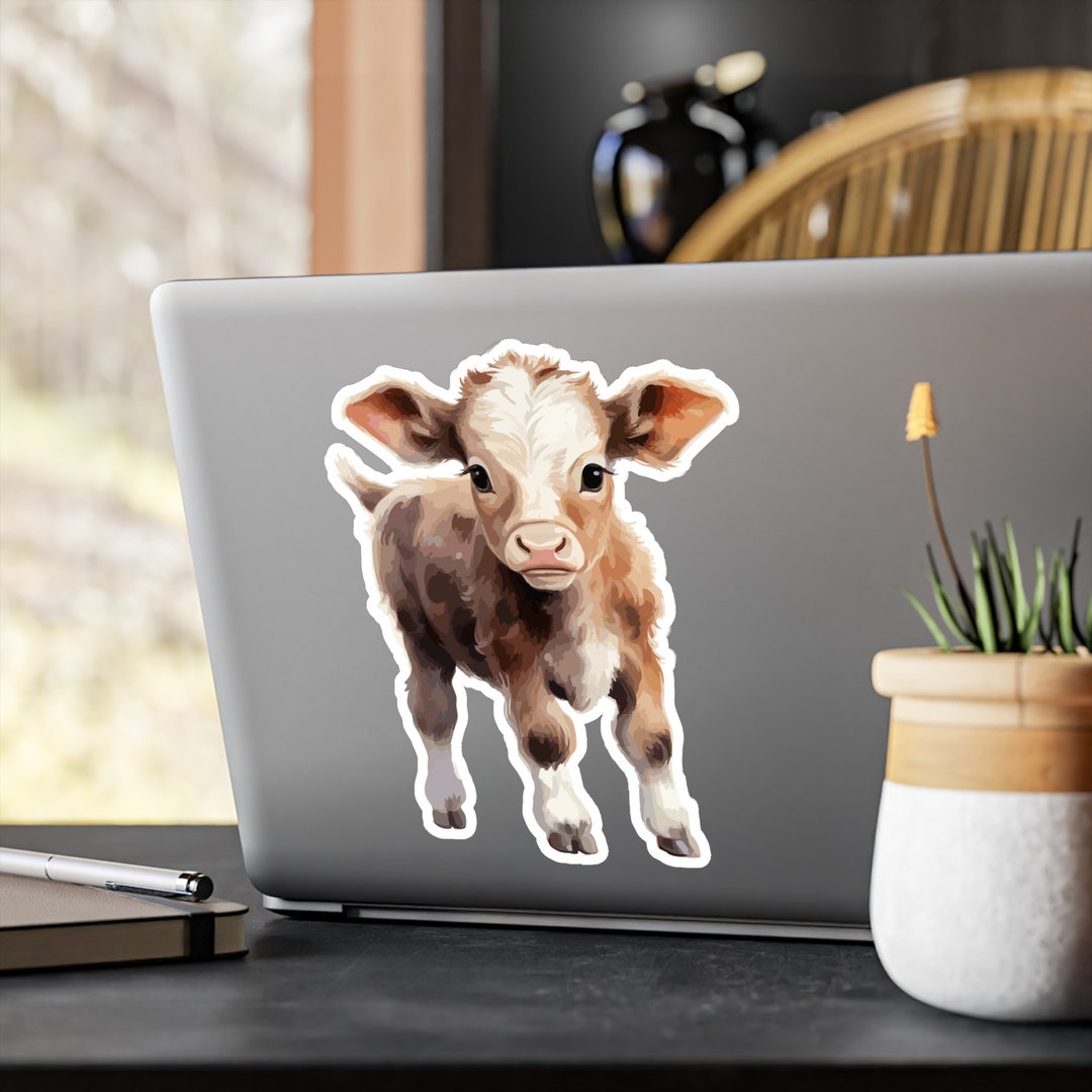 Cute Baby Calf Kiss-cut Vinyl Decal Sticker, Baby Calf Sticker, Calf ...