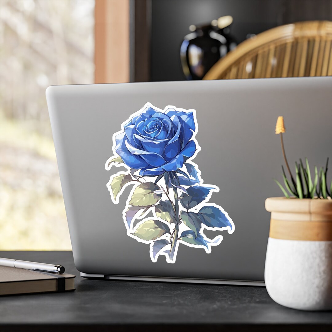 Blue Rose Kiss-cut Vinyl Decal Sticker, Royal Blue Rose Sticker 1 - Etsy