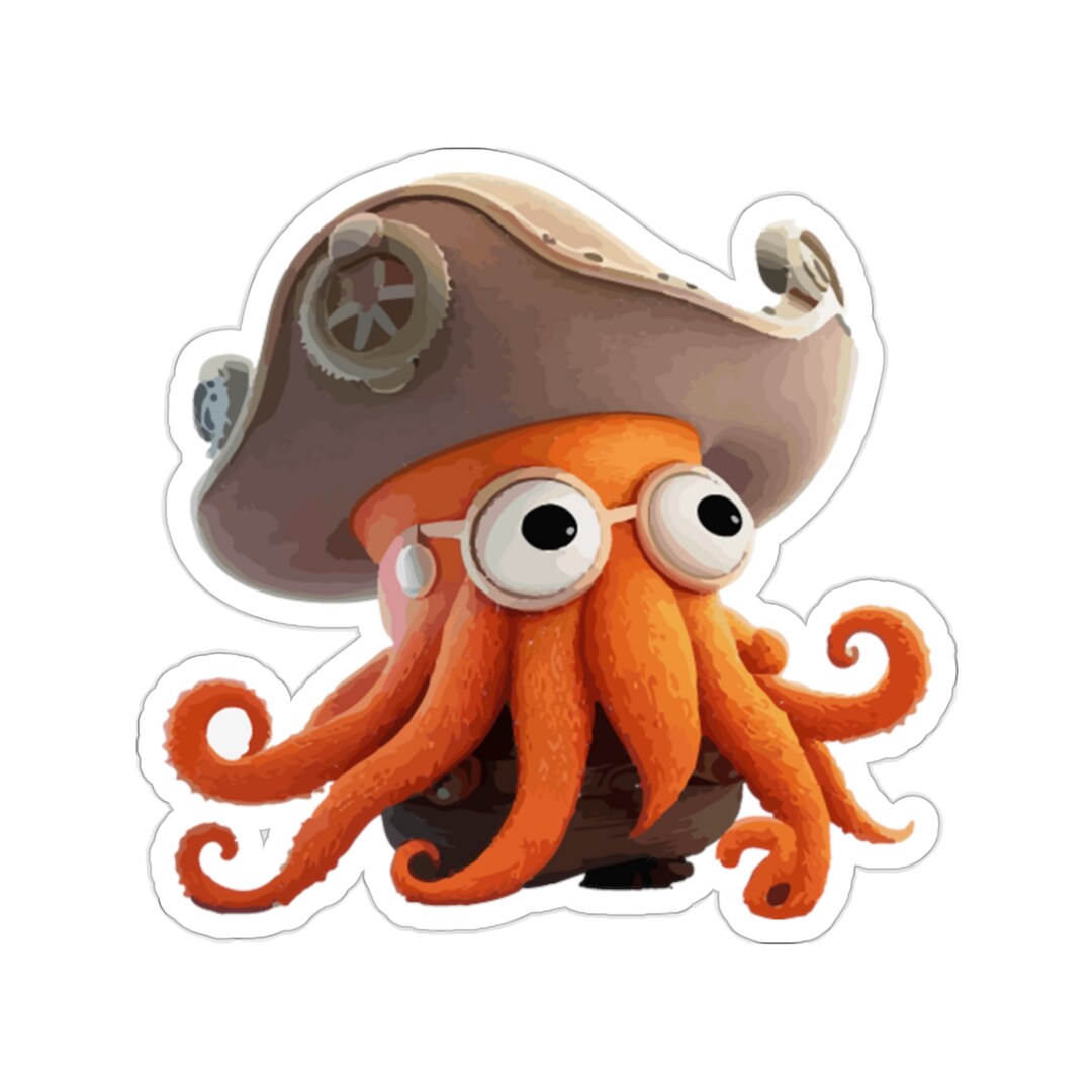 Pirate Octopus Kiss-cut Sticker Sci-fi Sticker Octopus - Etsy