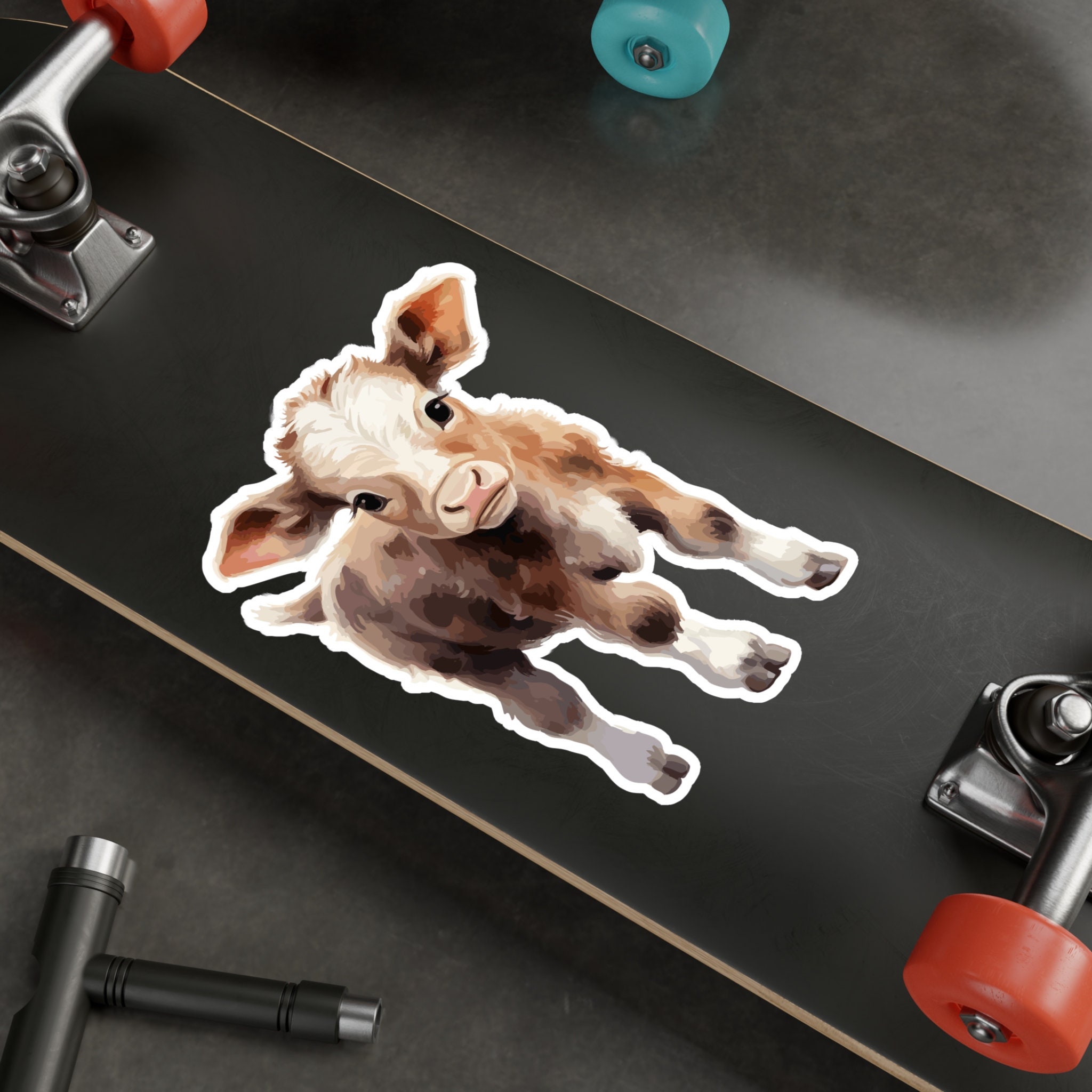 Cute Baby Calf Kiss-cut Vinyl Decal Sticker, Baby Calf Sticker, Calf ...