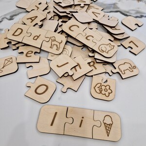 English Wooden Alphabet Puzzle. Montessori Inspired Puzzle. Upper and ...