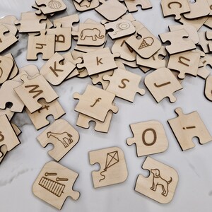 English Wooden Alphabet Puzzle. Montessori Inspired Puzzle. Upper and ...