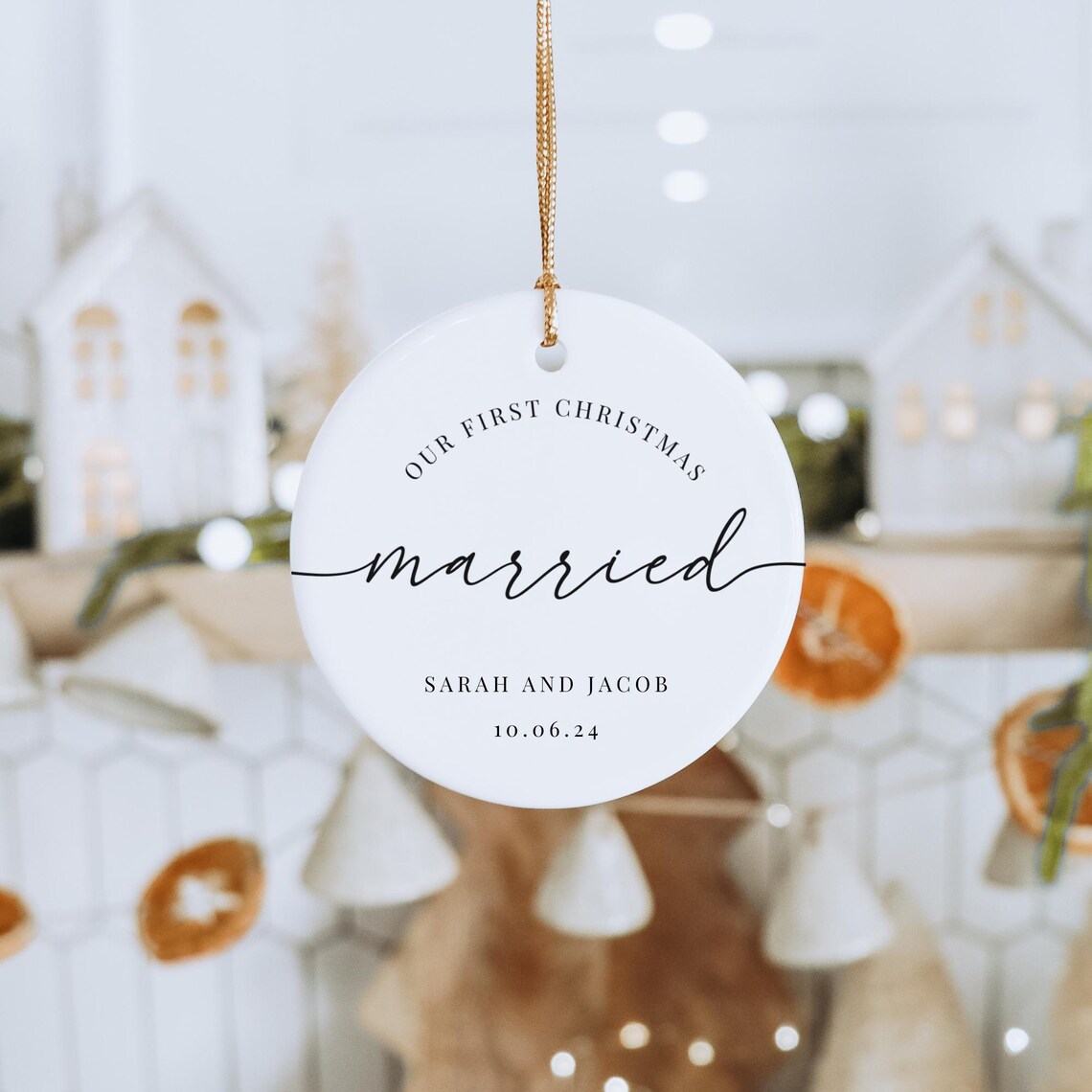 Personalized Wedding Christmas Tree Ornament - First Christmas Married ...