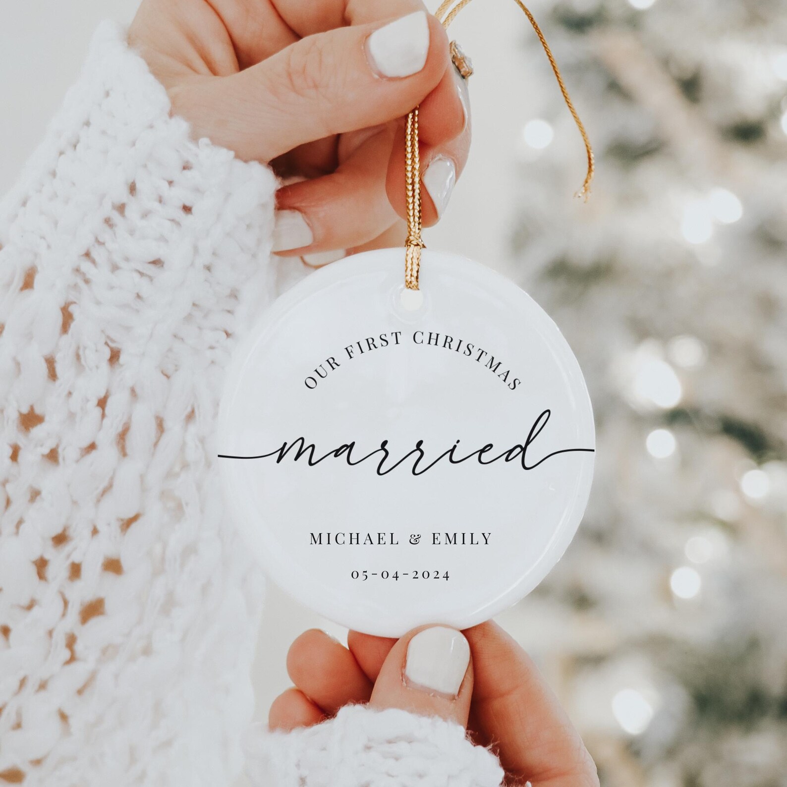 Personalized Wedding Christmas Tree Ornament - First Christmas Married ...