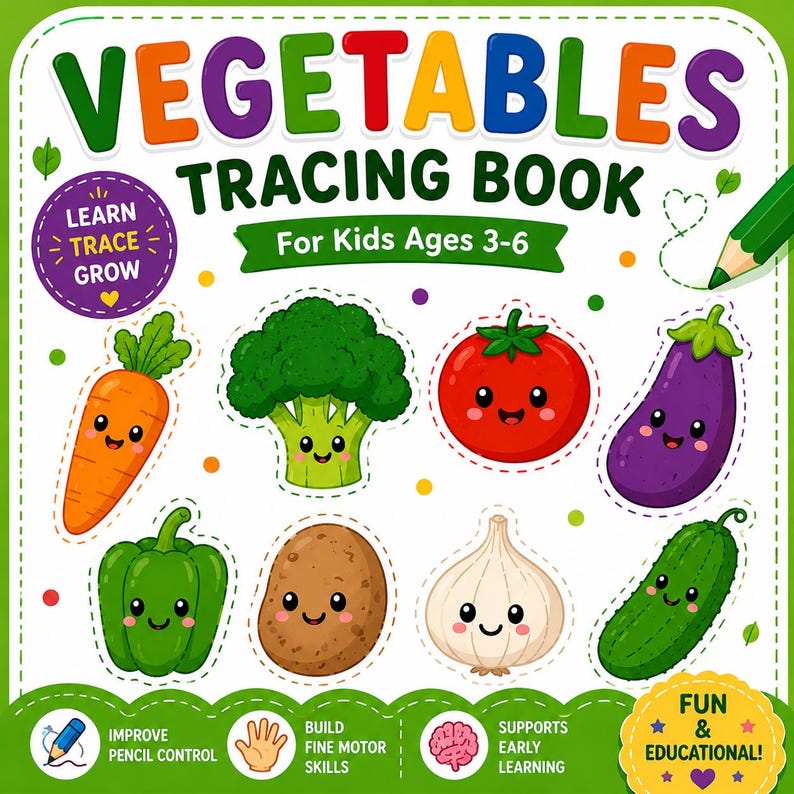 Preschool Tracing Workbook Bundle: Fruits, Vegetables, Objects, Letters ...