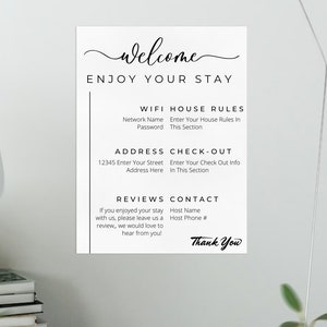 Welcome Sign for Short Term Rental Hosts, Editable Airbnb Template ...