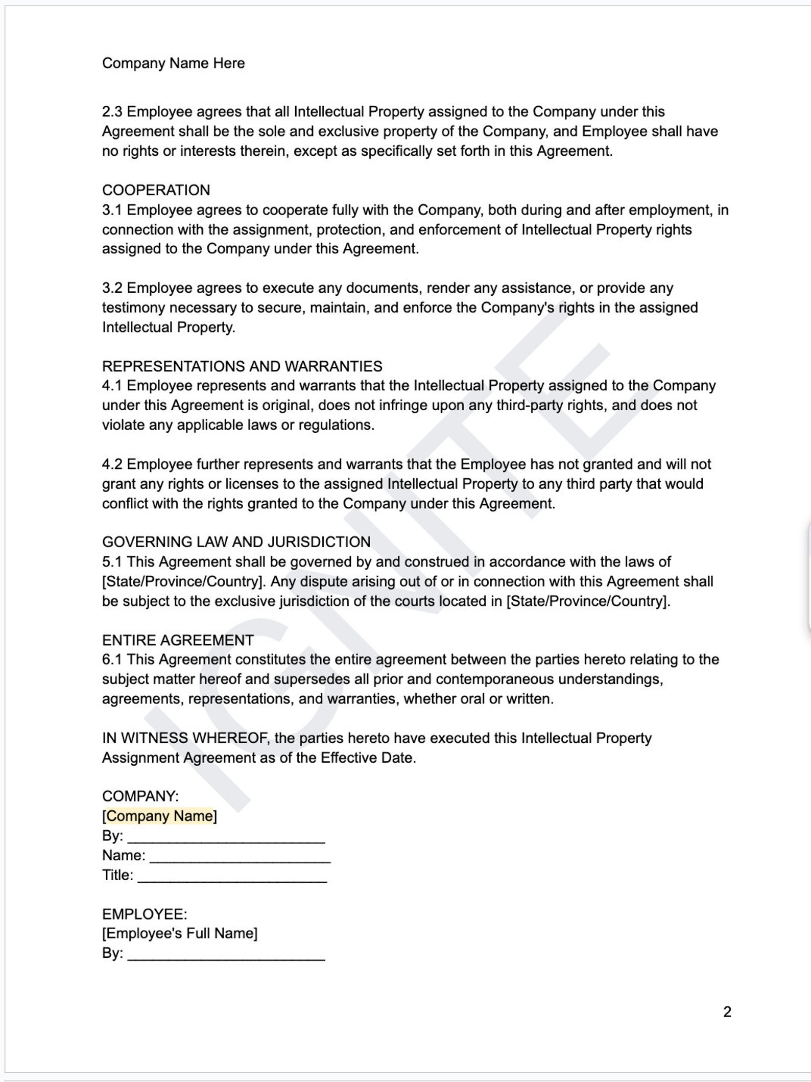Intellectual Property Assignment Agreement | Intellectual Property ...