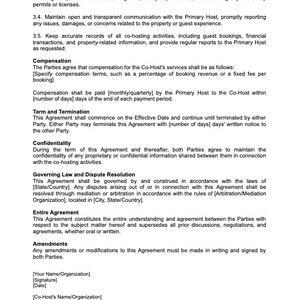 Airbnb Co-host Agreement | Co-host Template | STR Editable Contract ...