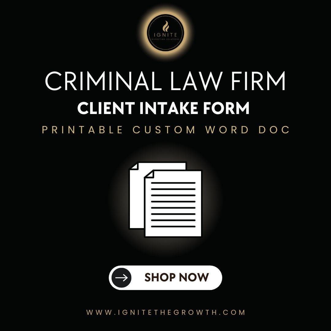 Criminal Law Firm Client Intake Form | Client Intake Form for Criminal ...