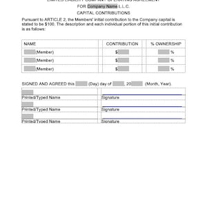 Fillable Multi Member LLC Operating Agreement Template | 13 PAGES ...