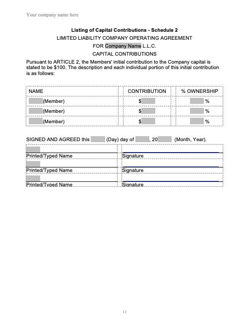 Fillable Multi Member LLC Operating Agreement Template | 13 PAGES ...