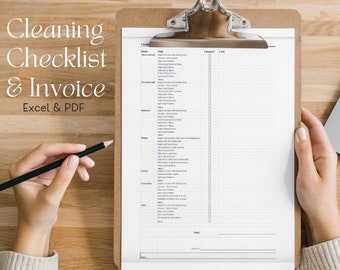 Cleaning Checklist and Invoice Excel & PDF Printout 2-in 1 Airbnb ...