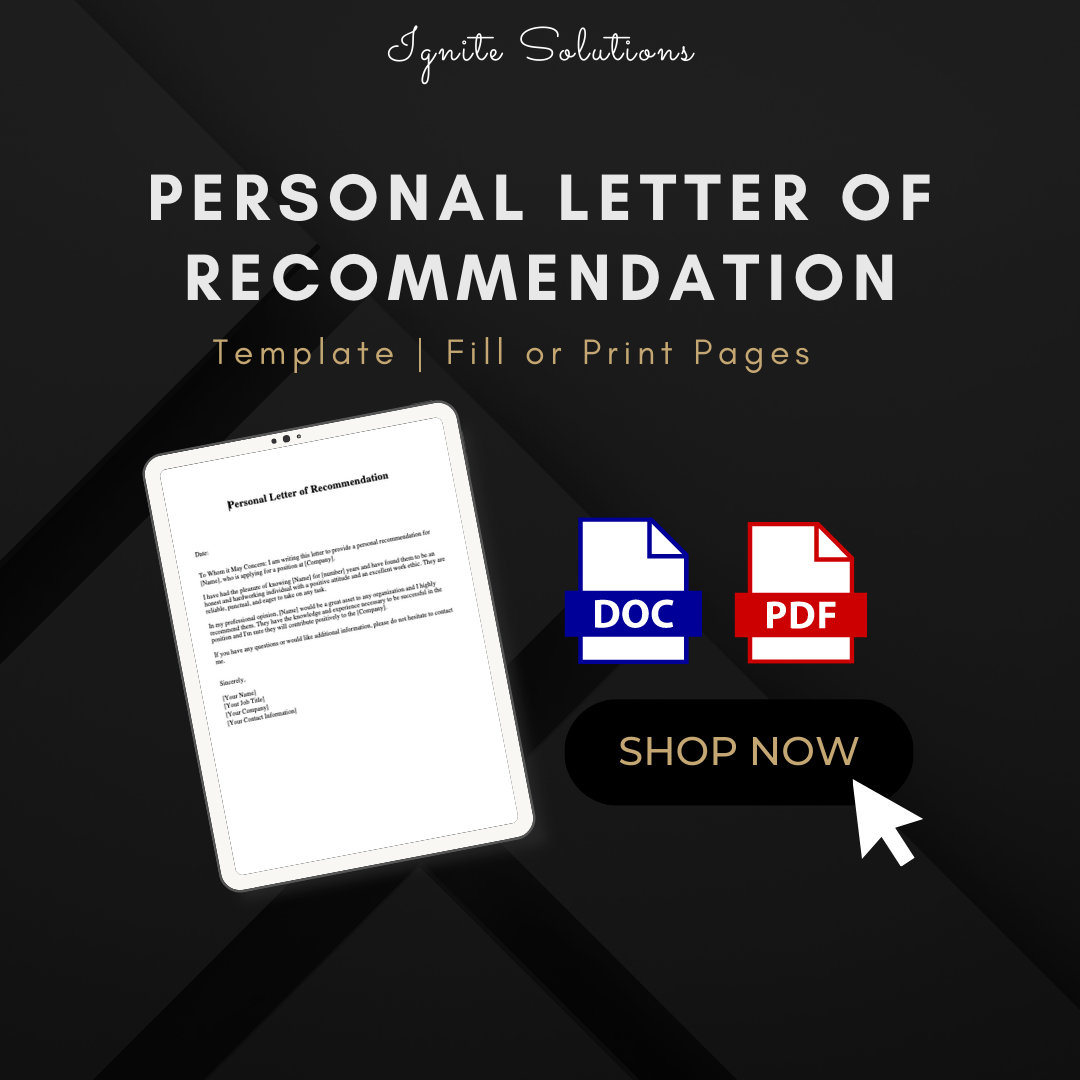 Personal Reference Letter Template | Letter of Recommendation ...