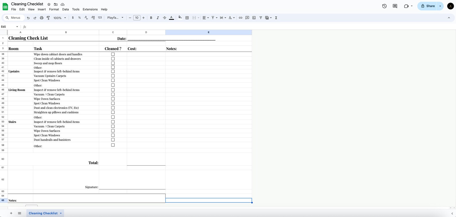 Cleaning Checklist and Invoice Excel & PDF Printout 2-in 1 | Airbnb ...