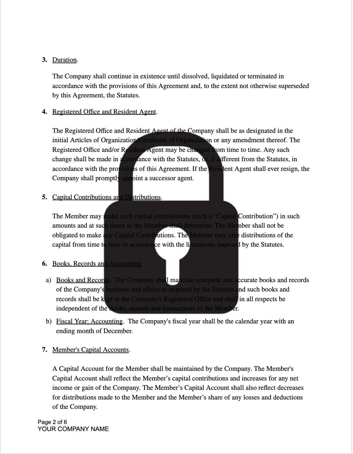 Single Member LLC Operating Agreement Template Notary Section Included ...