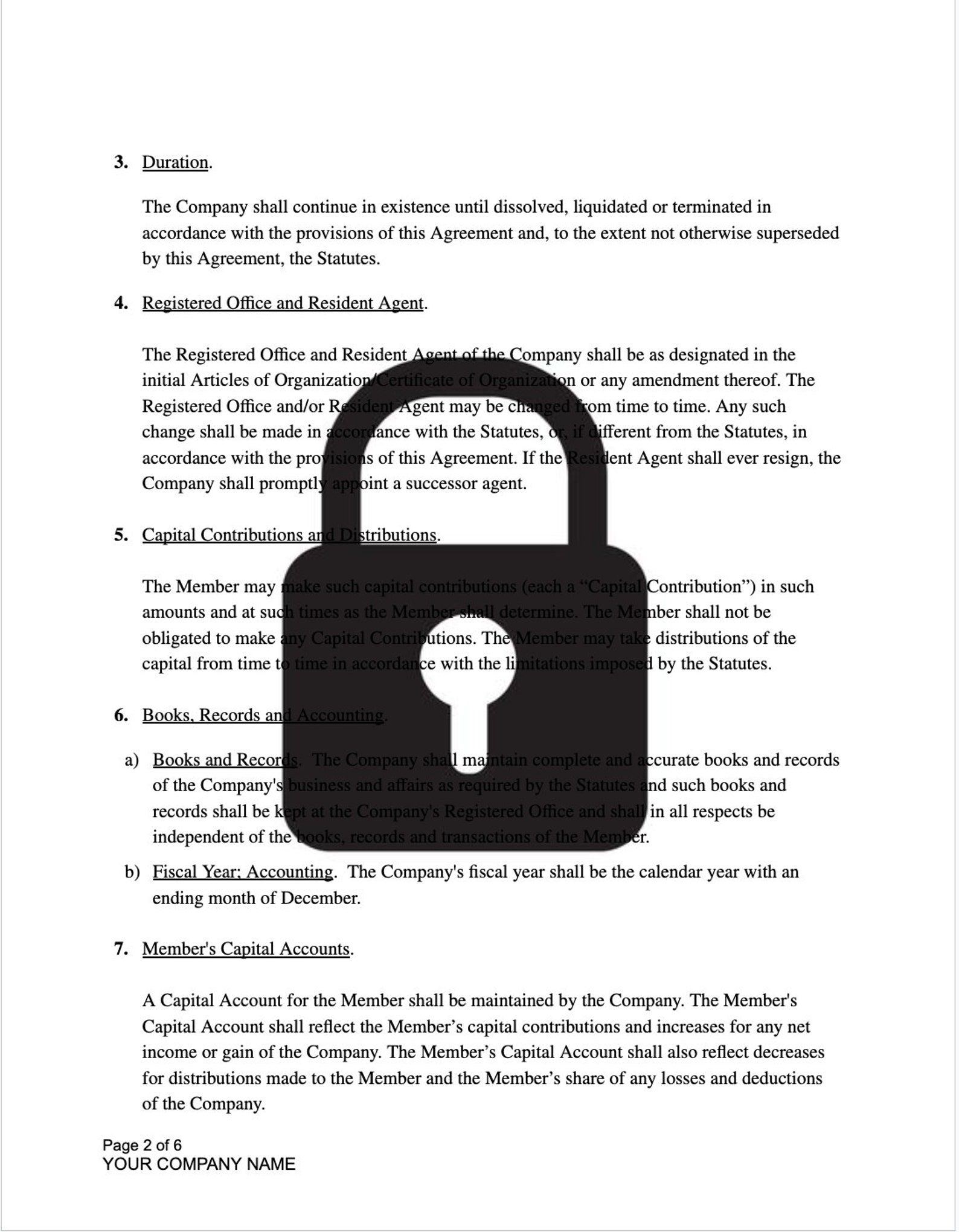 Single Member LLC Operating Agreement Template Notary Section Included ...