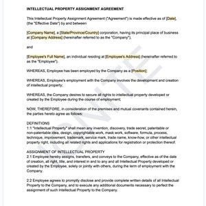 Intellectual Property Assignment Agreement | Intellectual Property ...