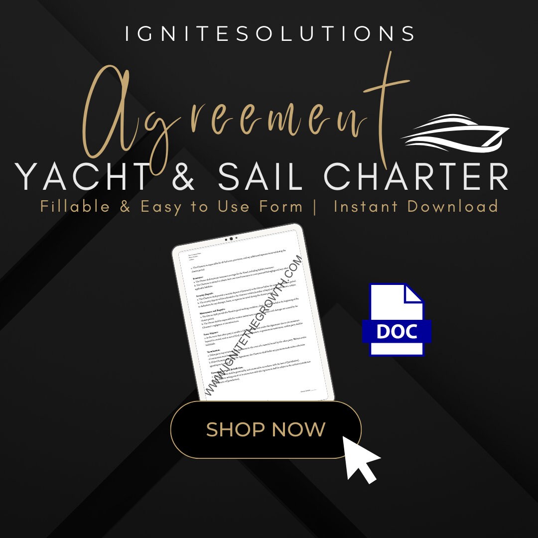 Boat Charter Agreement | Motor Yacht/sailboat | Reliable and Hassle ...