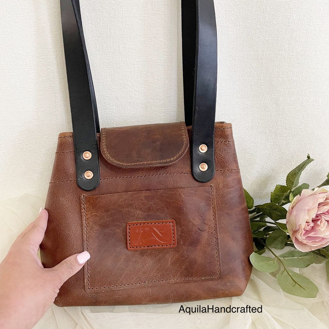 Genuine Leather Small Bag With Handles. - Etsy